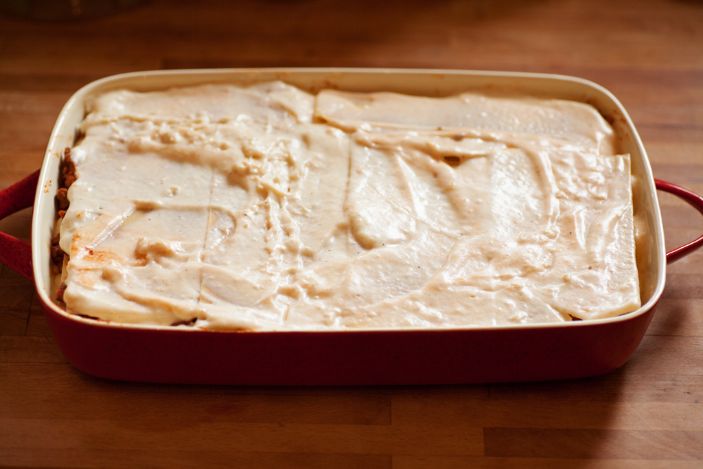 Oberste Schicht Lasagne
